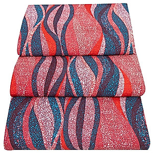 ANNINGWAX 100% Cotton African Ankara Print Fabric African Party Clothing Red Fabric 6 Yards