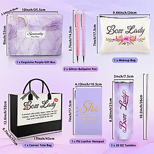 Boss Day Gifts for Women, Boss Lady Gifts for Women with 20 OZ Boss Lady Mug Canvas Tote Bag Makeup Bag Notebook and 2 Ballpoints Pen, Funny Boss Gifts for Female, Appreciation Gifts Christmas Gift