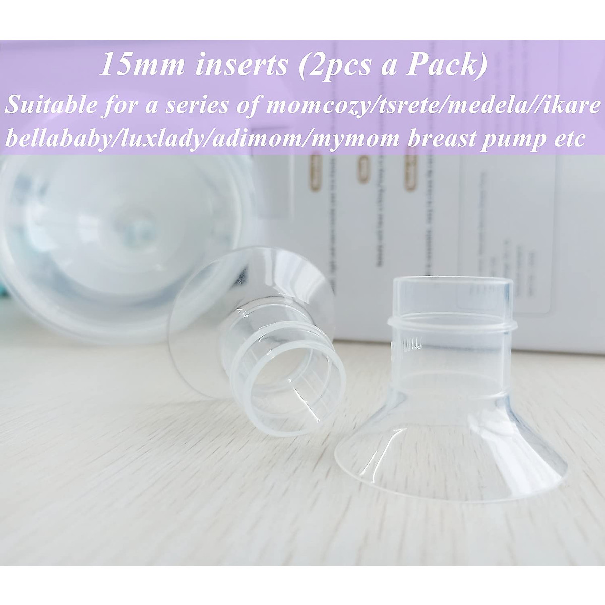 Mayyatt Pump Parts Flange Inserts 15mm 2pcs Soft Silicone Trumpet Accessories Well Fit 24mm Wearable Hand Free Breast Pump s9 s12 pro Pump Flange