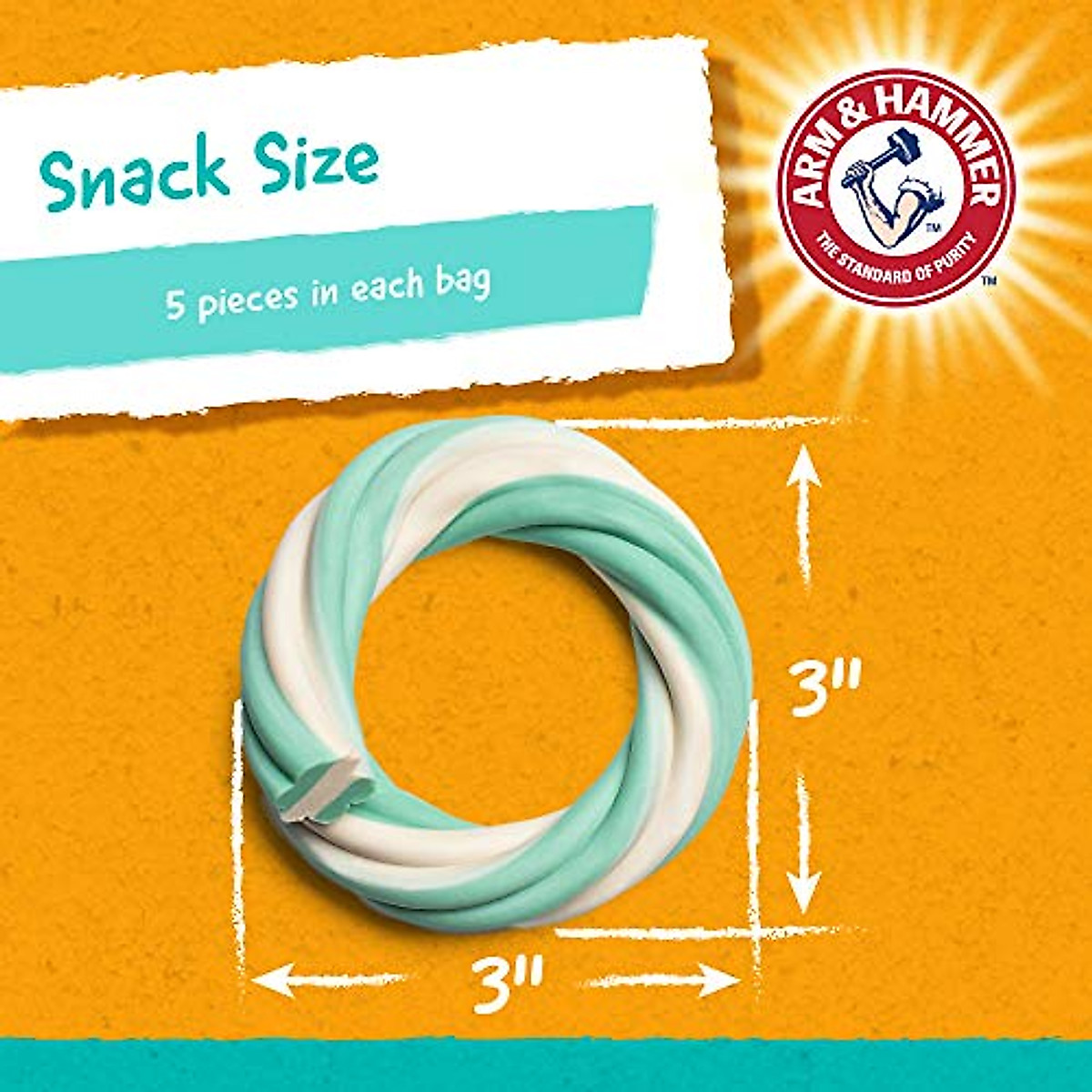 Arm & Hammer for Pets Ringers Dental Treats for Dogs | Dental Chews Fight Bad Dog Breath, Plaque & Tartar Without Brushing | Fresh Mint Flavor, 5 Count