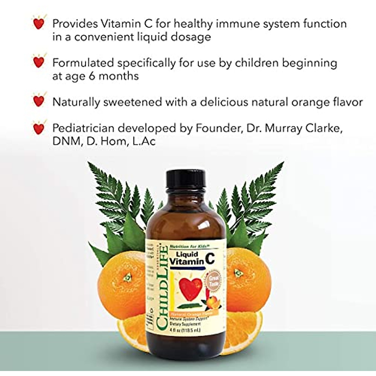 CHILDLIFE ESSENTIALS Liquid Vitamin C - Immune Support, Vitamin C Liquid, All-Natural, Gluten-Free, Allergen Free, Non-GMO, High in Antioxidants - Orange Flavor, 4 Ounce Bottle