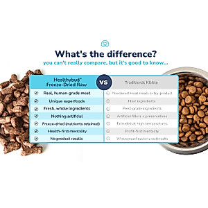 healthybud Raw Dog Food, Freeze Dried Beef Bites, Grain Free Puppy Food, Human Grade, High Protein, Dehydrated Real Meat Dog Treats & Toppers, 14.1 oz