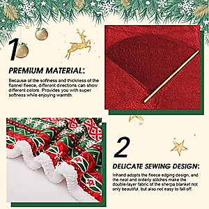 inhand Christmas Blankets and Throws, Holiday Throw Blanket for Couch Soft, Christmas Snow Moose Fleece Sherpa Throw Blanket, Thick Winter Warm Cozy Flannel Deer Blanket (50X60 Inches , Red)