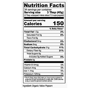 Anthony's Organic Yellow Popcorn Kernels, 3 lb, UnPopped, Gluten Free, Non GMO