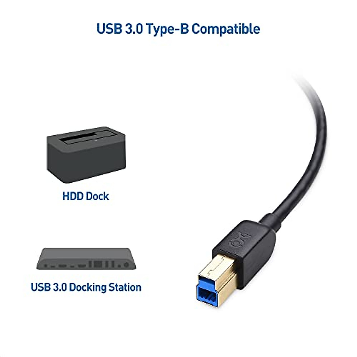 Cable Matters USB C to USB B 3.0 Cable 3.3 ft (USB C to USB Type B 3.0, 3.0 USB B to USB C) in Black