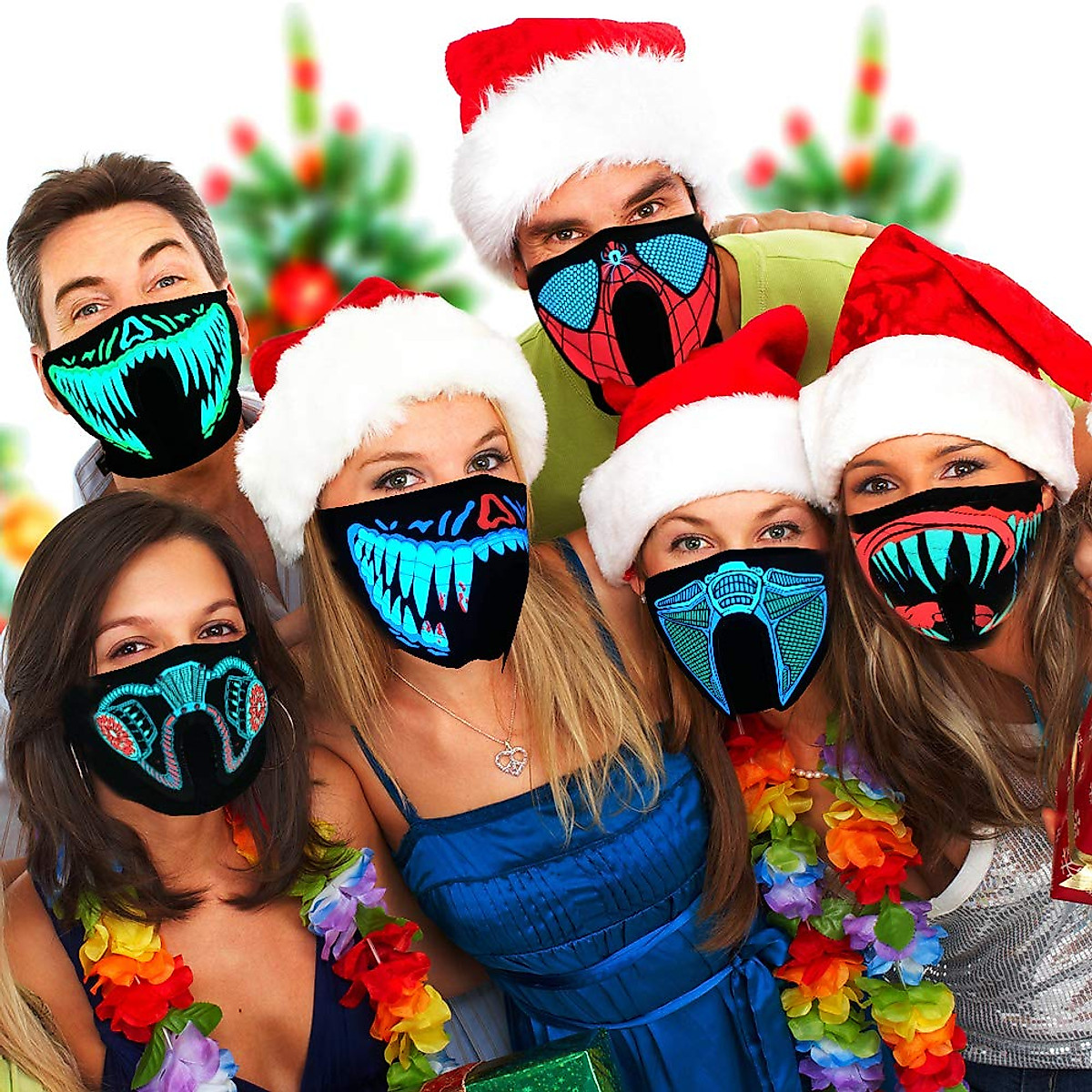 ShineWorld Halloween Mask Neon Mask led mask Scary Mask Light up Mask Cosplay Mask Lights up for Halloween Festival Party (Blood Teeth)