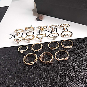 Vitaltyextracts Crystal Kunckle Finger Ring Set Boho Stackable Rhinestone Gold Joint Nail Ring Anillo Set