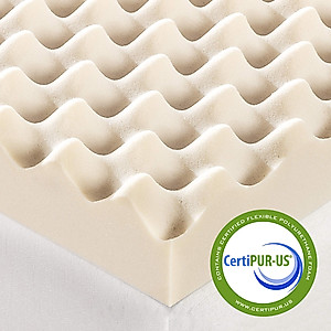 Best Price Mattress 3 Inch Egg Crate Memory Foam Mattress Topper with Copper Infusion, CertiPUR-US Certified, Queen Beige