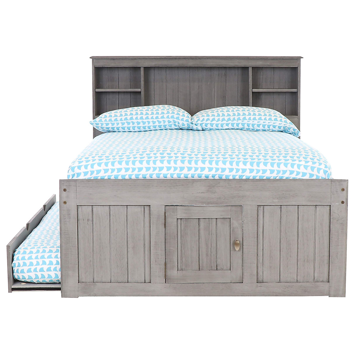 Discovery World Furniture Charcoal Full Bookcase Bed with 3 Drawers and Twin Trundle