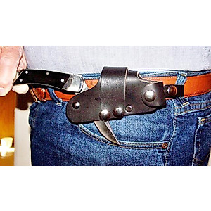 Generic Quick Draw Release Standard Leather Knife Sheath for Buck 110 Knives (Black)