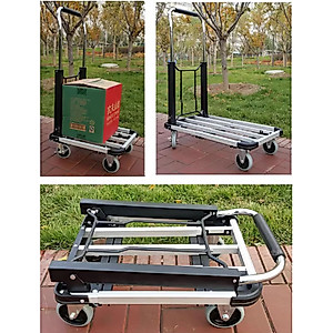Generic Heavy Duty Flatbed Trolley Foldable Handling Truck Universal Brake Wheel Loading Moving Trolley for Warehouse Use