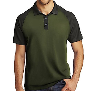 Mens Short Sleeve Color Block Polo Shirts Regular Fit Fashion Design Lightweight Casual Quick Dry Golf Shirt Army Green