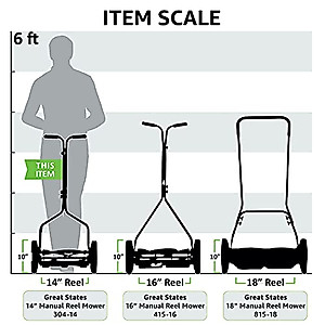 Great States 304-14 14-Inch 5-Blade Push Reel Lawn Mower, Red