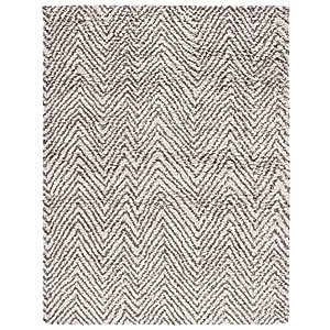 Safavieh Hudson Shag Collection 10' x 14' Ivory/Grey SGH375A Chevron Non-Shedding 2-inch Thick Living Room Dining Bedroom Area Rug