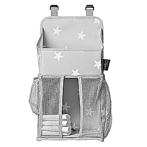 Star Pattern Diaper Caddy and Nursery Organizer for Newborn Baby Essentials, Hang on Crib, Baby Bed. Changing Table or wall. Multiple Pockets to Store Wipes, Creams, Lotions, Toys and more.