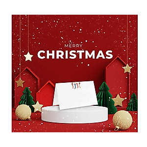 Christmas Table Place Card, 25-Piece Tent Style Cards Set, Special Paper Easy-to-Write and Foldable, Seating Cards for Christmas Party, Food Labels -C01