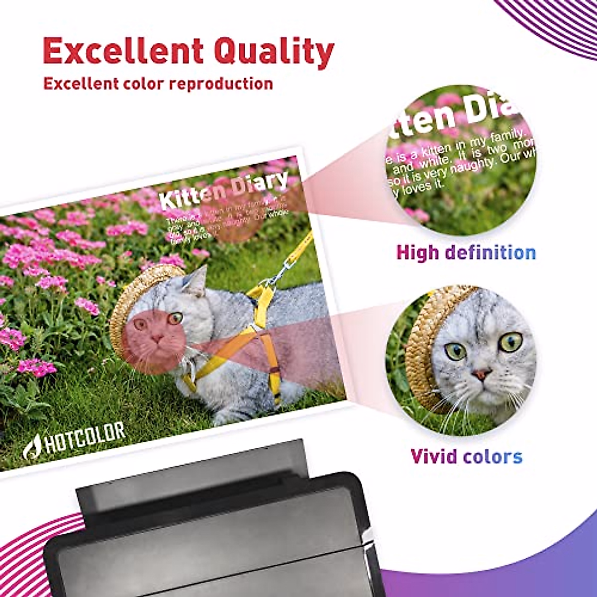 HOTCOLOR Printer Ink 243 244 Replacement for Canon Ink 243 and 244 PG 243 CL244 for Canon PIXMA TR4520 MX492 MG3020 MG2520 (1Black/1Tri-Color, 2Pack)