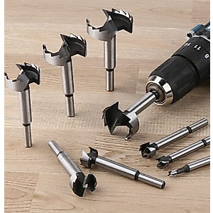 15PCS Forstner Drill Bit Set with Wooden Storage Case, 10-50mm 2/5-2in Round Shank Woodworking Hole Saw Drilling Cutting Tool Kits 