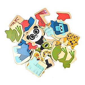 DJECO Mix & Match Animal Magnets - Silly Creatures, Endless Fun for Home, School or Gifts - Fun & Creative for Family & Friends, Educational Wooden Toys for Preschool, Kids 2+