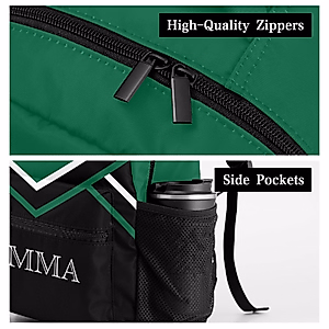 Zaaprint Green Waterproof Cheer Cheerleaders Backpack with Name Text for Women Men Gift