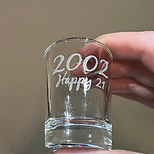 2oz 2002 Happy 21 Shot Glass
