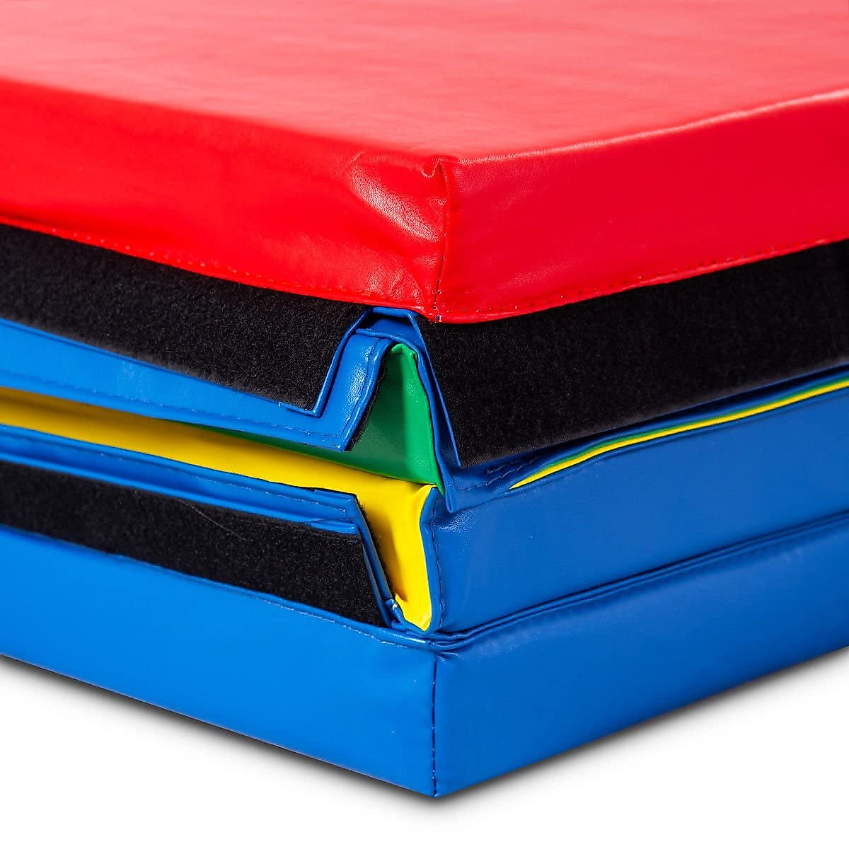 MAT EXPERT 4'x10'x2" Gymnastics Mat Thick Folding For Tumbling Exercise Gym Fitness Mat with Hook & Loop Fasteners (Multicolor)