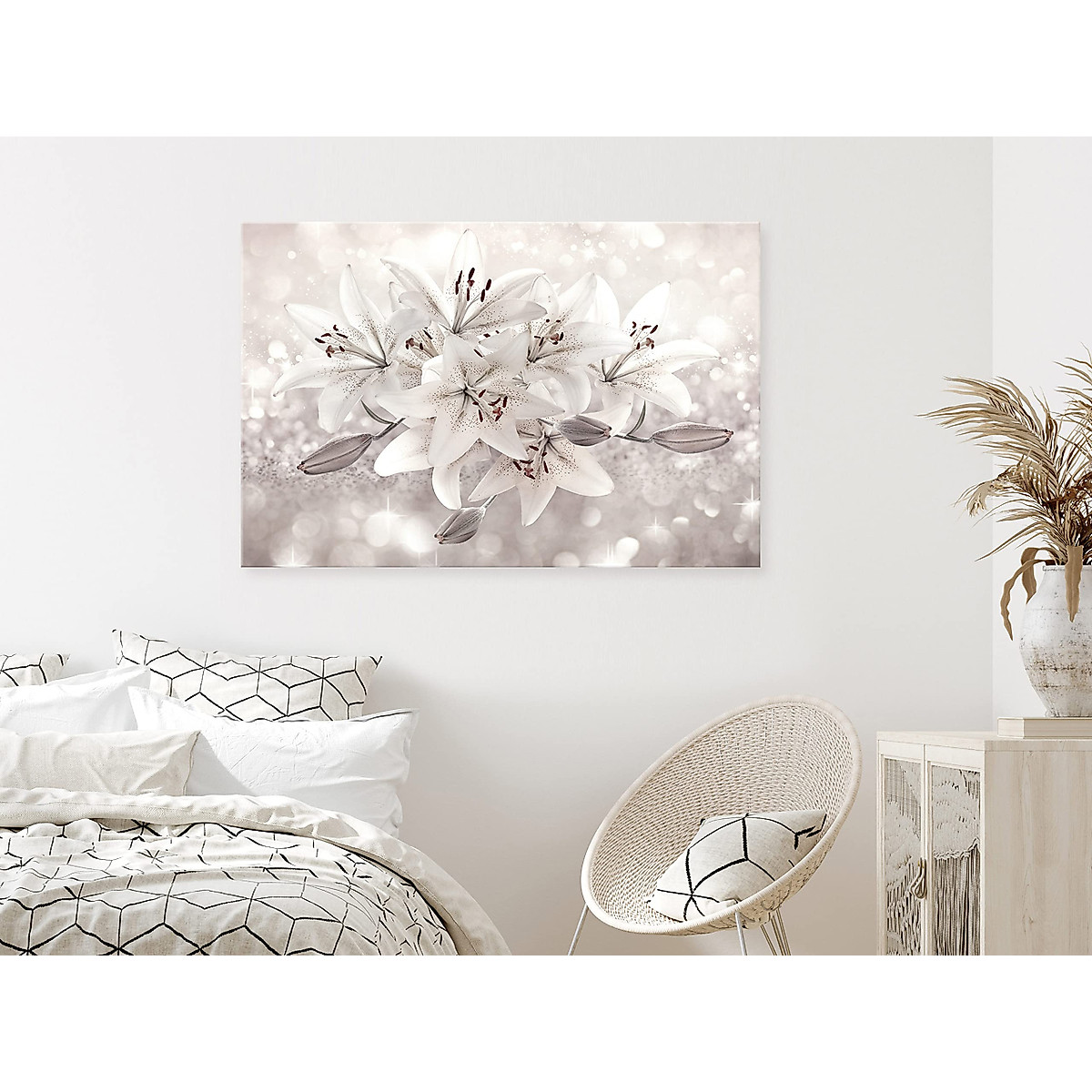 artgeist Acoustic Canvas Wall Art Lilies Flower 35x24 in - 1pcs Picture with Acoustic Foam Sound Print Artwork Room Acoustics Soundproofing Nature Botanical Plant b-C-10285-b-a