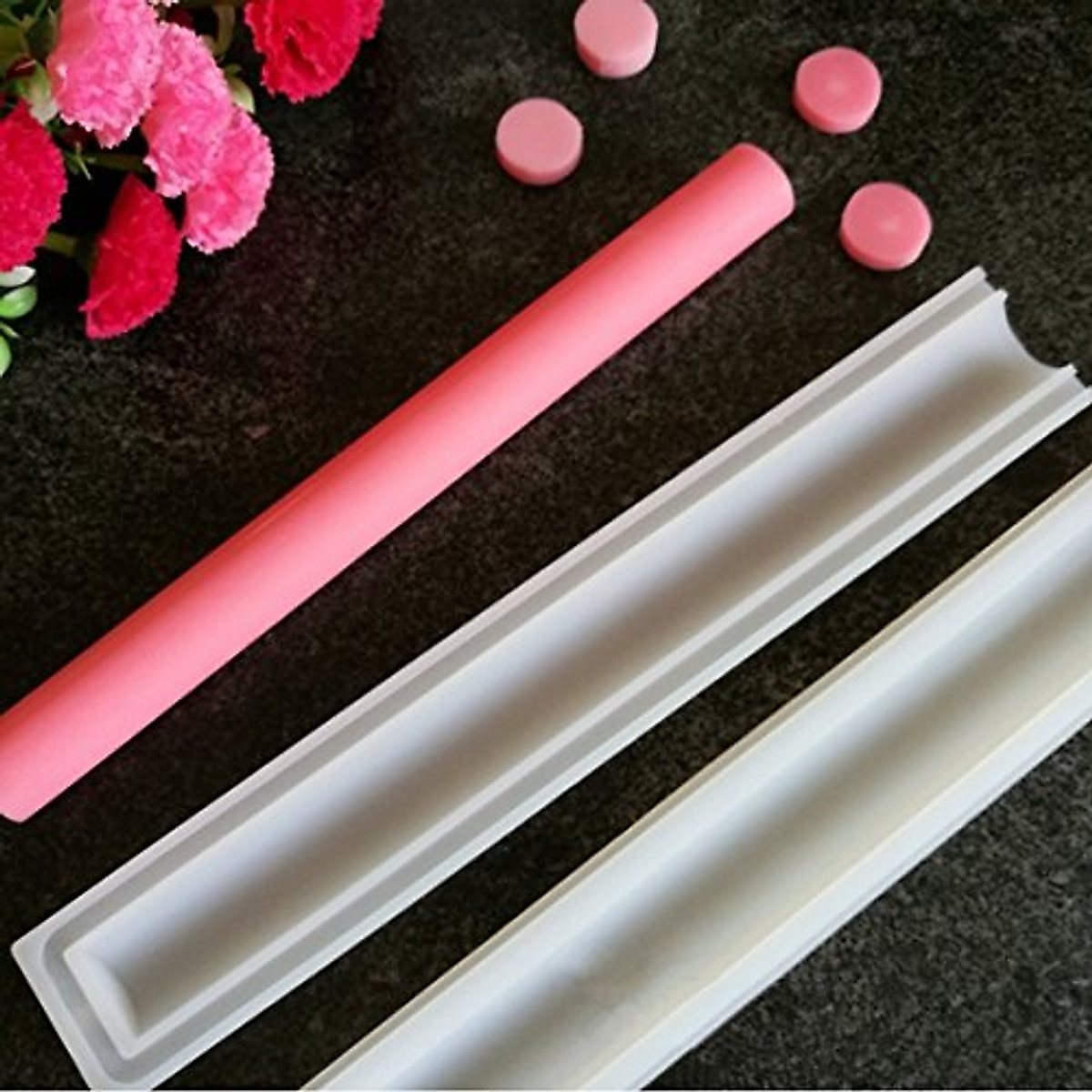 Justfund Round Shape Tube Column Silicone Soap/Candle Mold Embed Soap Making Supplies Tool Dia. 1inch