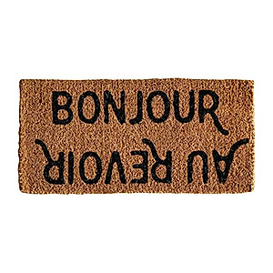 Creative Co-Op Bonjour/Au Revoir Natural Coir Doormat, 32" x 16"
