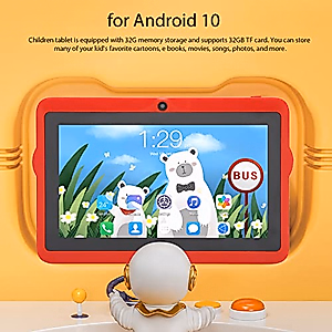 Kids Tablet, Android10 100‑240V Dual Camera 5G WiFi Dual Band Toddler Tablet with Home Stand (US Plug)