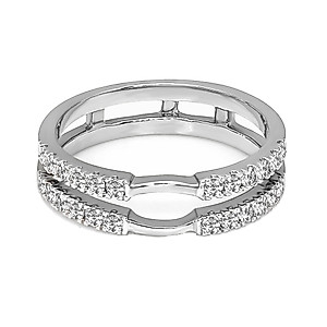 3/8 Carat | 14K White Gold | IGI Certified Lab Grown Diamond Guard Ring Prong Setting | Brilliant-Cut Round Shape Diamond | GH-SI1-SI2 Quality Friendly Diamonds