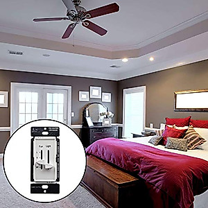 ENERLITES 3 Speed Ceiling Fan Control and LED Dimmer Light Switch, 2.5A Single Pole Light Fan Switch, 300W Incandescent Load, No Neutral Wire Required, 17001-F3-W, White