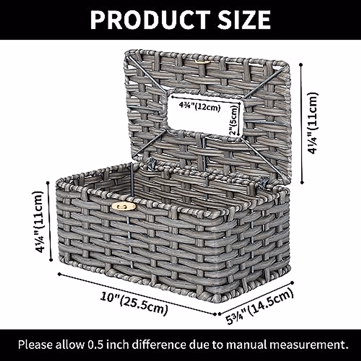 GRANNY SAYS Tissue Box Cover Rectangle, Tissue Box Holder, Tissue Holder for Bathroom, Decorative Wicker Tissues Cube with Elastic Toggle Closure, Tissue Cover Box for Toilet, Gray