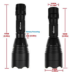 BIZOOM KL35 Hunting Flashlight Kit Zoomable Long Range Red Green LED Predator Light for Coyotes, Varmints