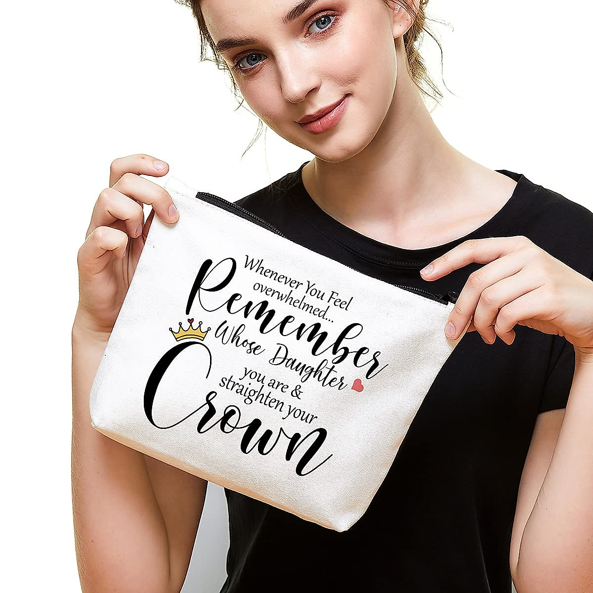 Fokongna Daughter from Mom Inspirational Gifts, Ideas makeup bag Organizer Bag Daughter Birthday Gifts, from mom dad parents wedding for daughter wedding gift for daughter birthdays graduation gifts