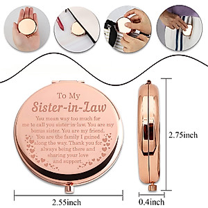 PLITI Sister in Law Compact Mirror Bonus Sister Gift Unbiological Sister Gift to My Sister in Law Inspirational Pocket Mirror (Sister-in-Law CMrg)