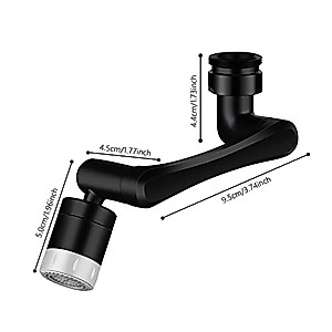 Faucet Extender, 1440° Large-Angle Rotating Robotic Arm Water Nozzle Faucet Adaptor, Universal Splash Filter Faucet with Dual-Water Outlet Modes, Kitchen Sink Aerator Sprayer Head 360°, Black