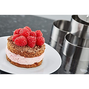 Uncle Jack Food Ring molds Sets for Cooking, Stainless Steel Cake Rings Forming Rings with Pusher,2 Pack 3-1/8 and 2 Pack 2-3/8