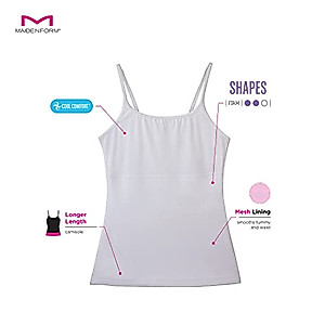 Maidenform Womens Long Length Cami, Firm Control Microfiber Smoothing Tank Shapewear-tops, Black, Large US