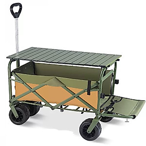 Folding Camping Cart, Outdoor Push Wagon Stroller Trailer Transport Free Standing Collapsible Utility Rolling Buggies Garden Sport Wagons (Color : A)