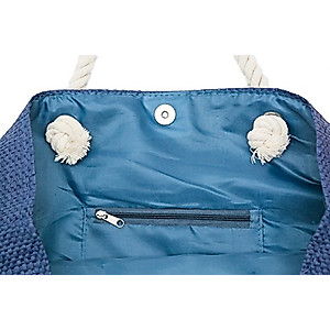 Beach Bag Tote Bags for Women Ladies Large Summer Shoulder Bag With Pocket Carrier Bag Flower (BLUE)