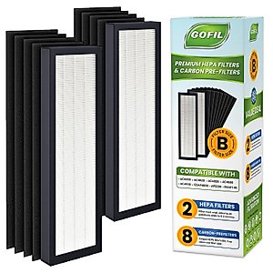 GOFIL 2 Pack Replacement Filter Includes 2 HEPA & 8 Carbon Pre-Filters Compatible with Model AC4825, AC4300BPTCA, AC4900CA, AC4850PT, AC4820, AP2200CA Purifiers & Replacement Filter B