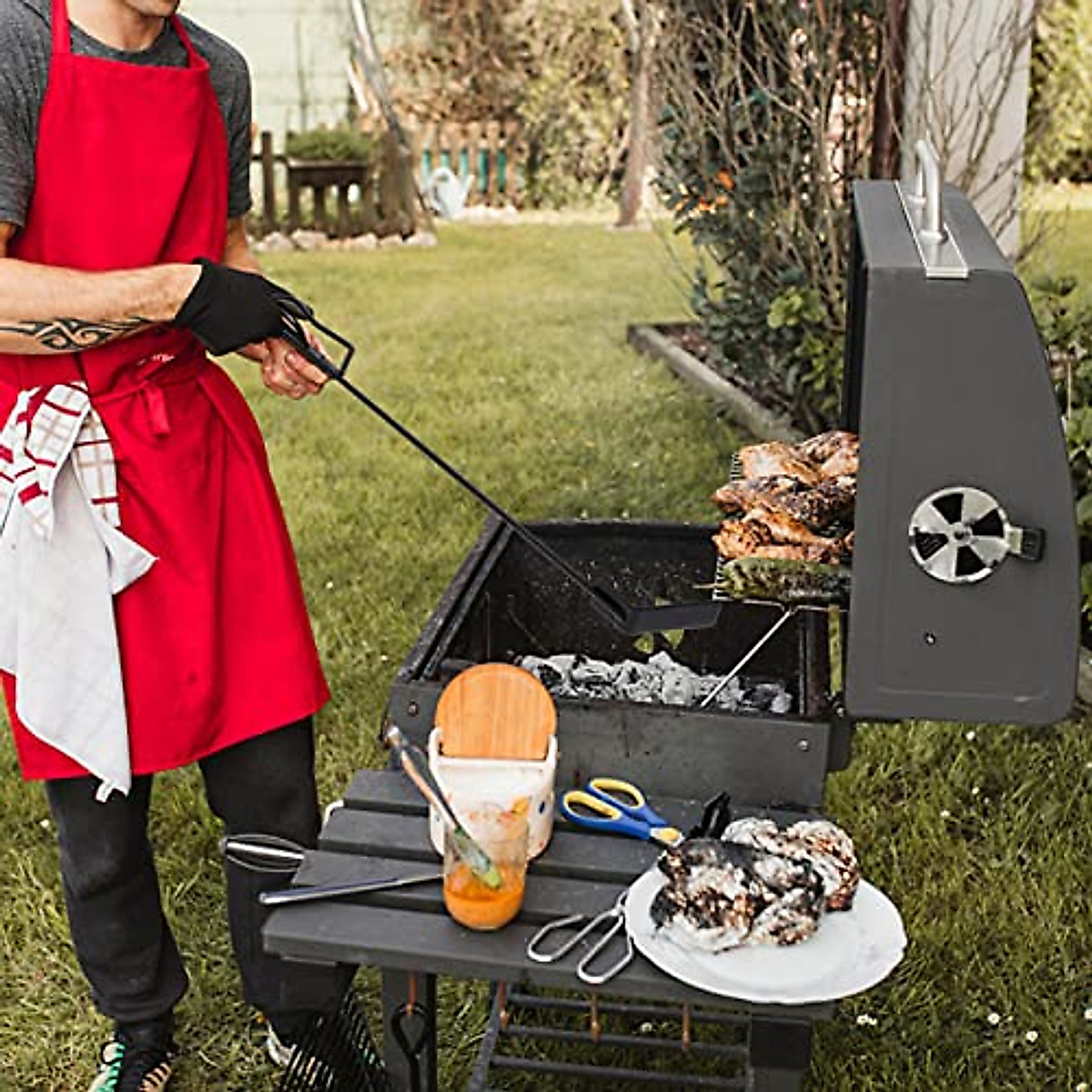 UPKOCH Smoker Household Hoe Wood Portable Grill Ash Steel Scraper Fireplace Stainless Egg Removal Charcoal Duty Home Fire Coal Heavy Cleaner Hand Supplies Garden Oven Corner Black Poker