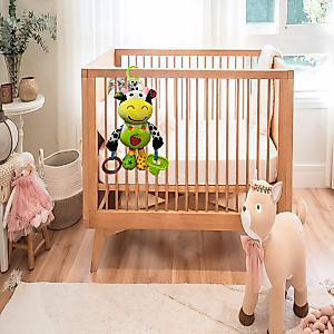 Cute Hanging Stroller Car Seat Toys for Baby, C Clip Hanging Animal Soft Toys with Rattles BB Squeaker Distorting Mirror for Boys Girls 0-36 Months (Green)