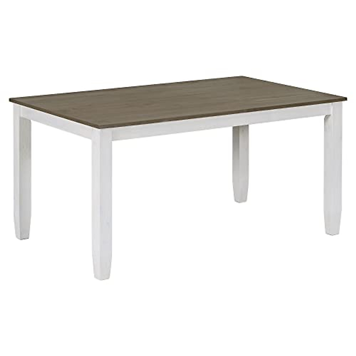 Penifun, Solid Wood Rectangular 4 Chairs and Bench with Cushion, Distressed Finish, Set of 6 (Brown + White Wash), Rustic 6-Piece Dining Room Table Set