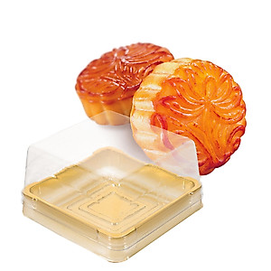 Healvian 50pcs Boxes Muffins Moon Cake Containers Dessert Containers with Lids Mousse Container Cake Carrier Cake Container with Lids Mini Cupcake Container Plastic Display Stand Household