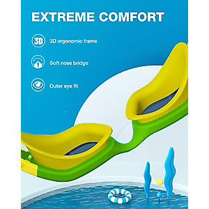 ZIONOR Kids Swim Goggles, G1MINI Polarized Swimming Goggles Comfort for Age 6-14, UV Protection Anti-Fog Adjustable Strap Fit for Child Boys Girls (Gold Lens)