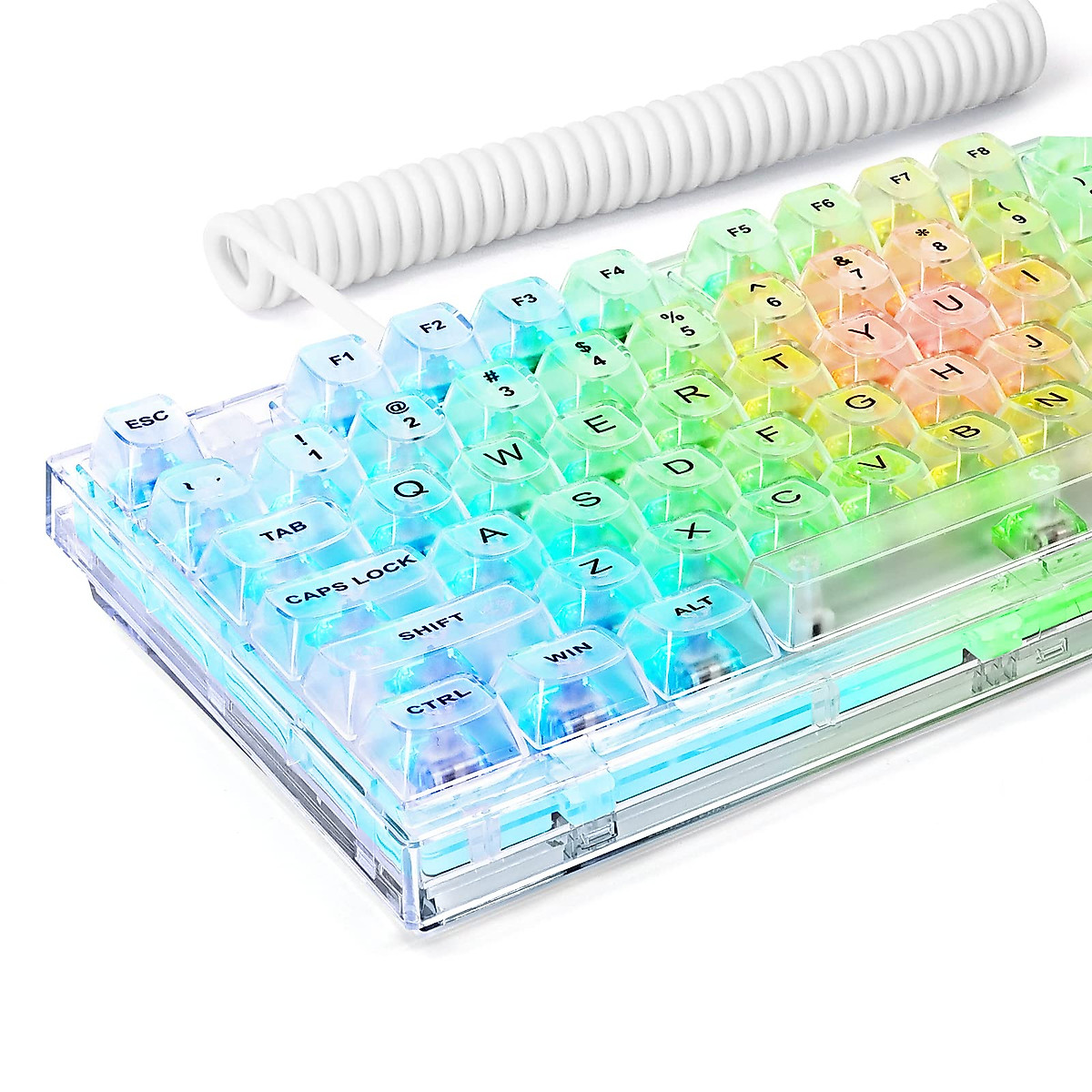 ATTACK SHARK X75 Hotswap Mechanical Gaming Keyboard with USB C Coiled Cable,TKL Tactile Switch,RGB LED,Gasket Mounted,Custom OSA Profile Clear Keycaps for PS4 PS5 Xbox Mac PC Gamer(White,Outemu)