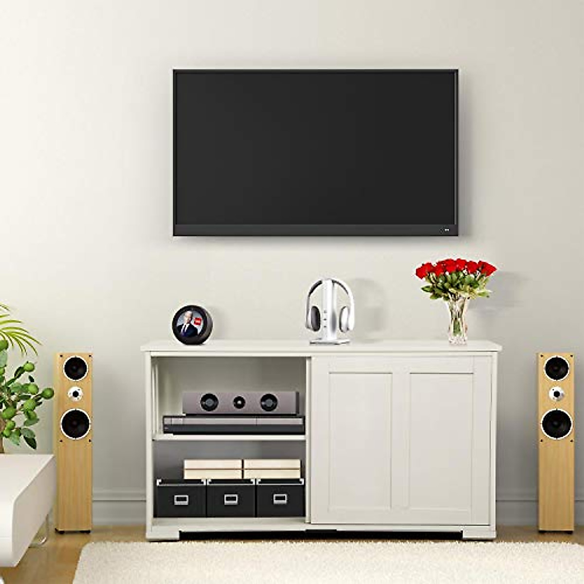 go2buy Antique White Stackable Sideboard Buffet Storage Cabinet with Sliding Door Kitchen Dining Room Furniture