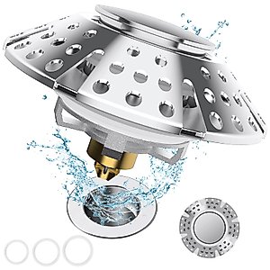 MGT Bathroom Sink Stopper Tub Drain Hair Catcher Tub Plug Pop Up Tub Drain Stopper Stainless Steel Bathroom Tub Stopper for 1 1/2 to 2 in Bath Drain Hole Bathtub Stopper Replacement